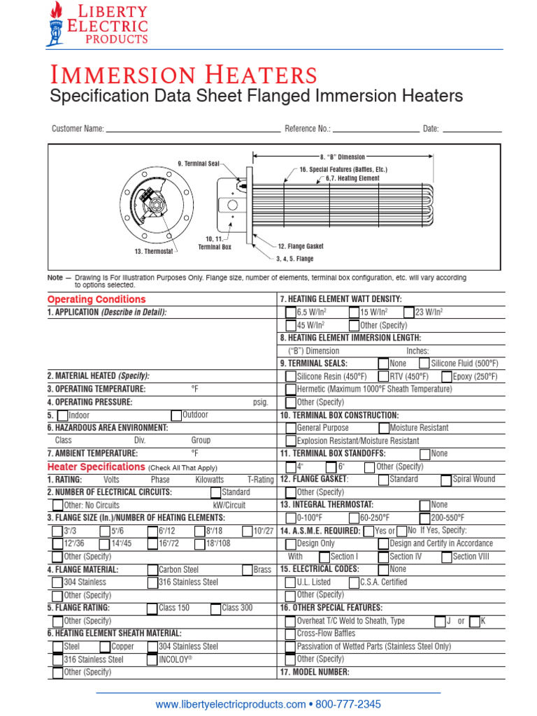 Immersion Heater Specification Data Sheet | PDF | Electric Heating ... Immersion Heater Specification Data Sheet | PDF | Electric Heating ...