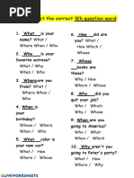 WH Question Words Exercises | PDF