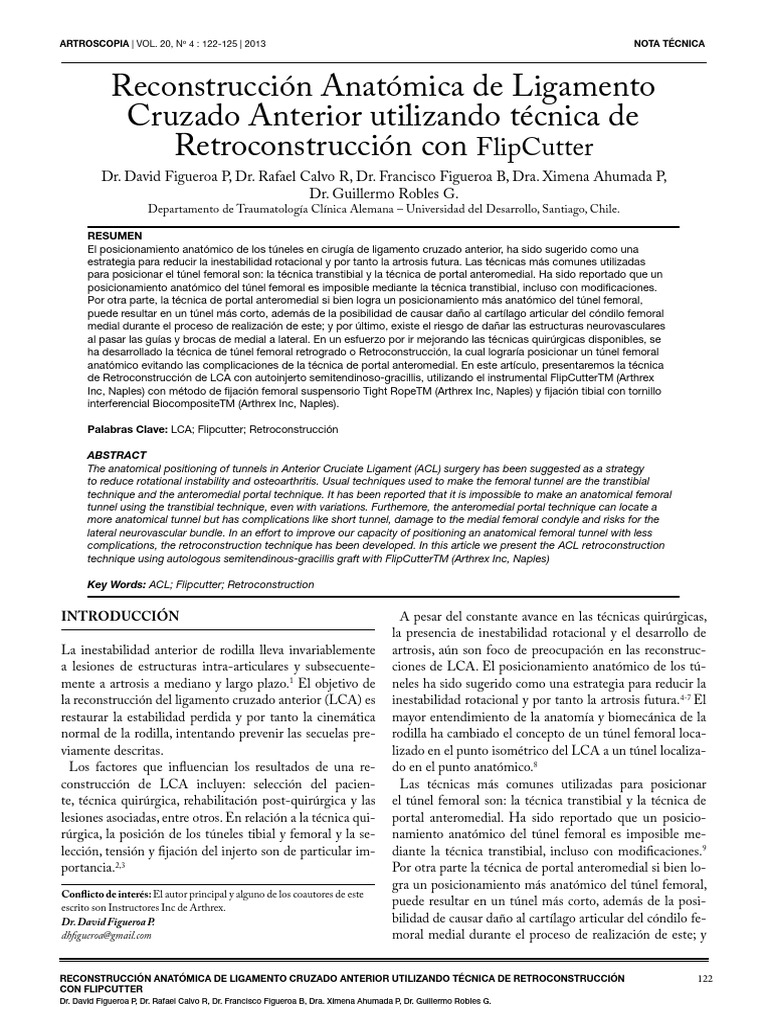 Retroconstrucción de LCA con FlipCutter | PDF | Rodilla | Sistema ...