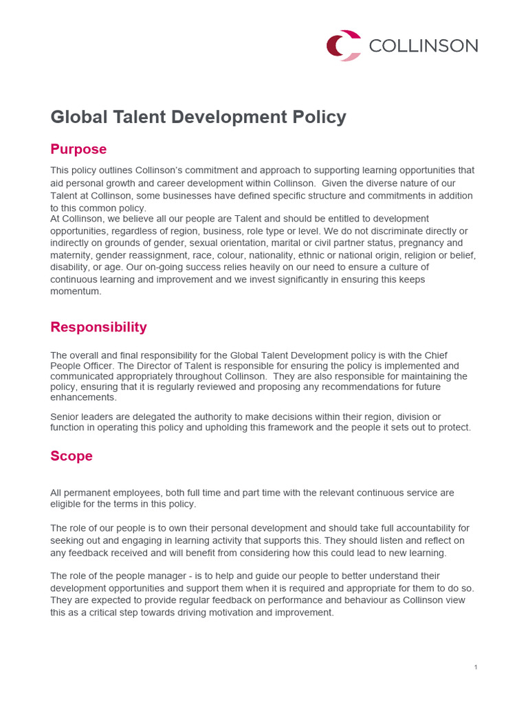 Global Talent Development Policy v2 | PDF