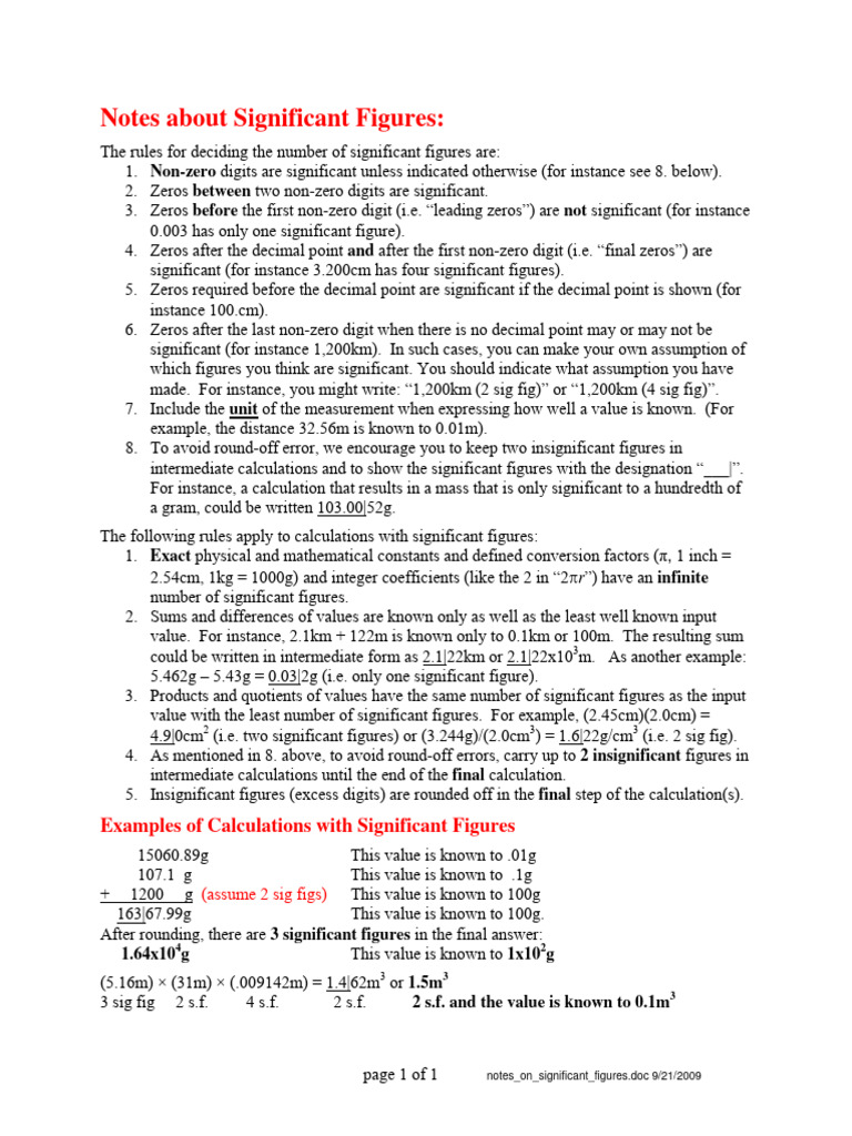 Significant Figures: Rules and Examples | PDF | Significant Figures ...