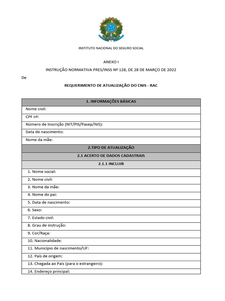Formulário RAC - Workshop Profissão Previdenciária | PDF | Governo e ...