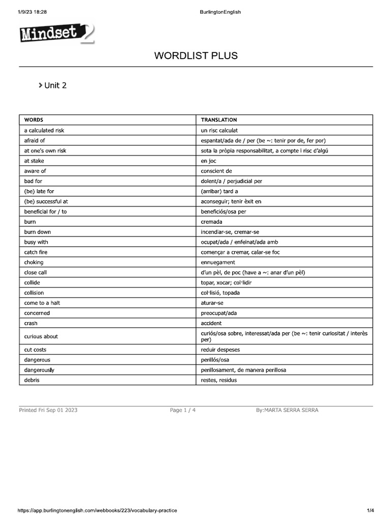 WORDLIST Unit 2 | PDF