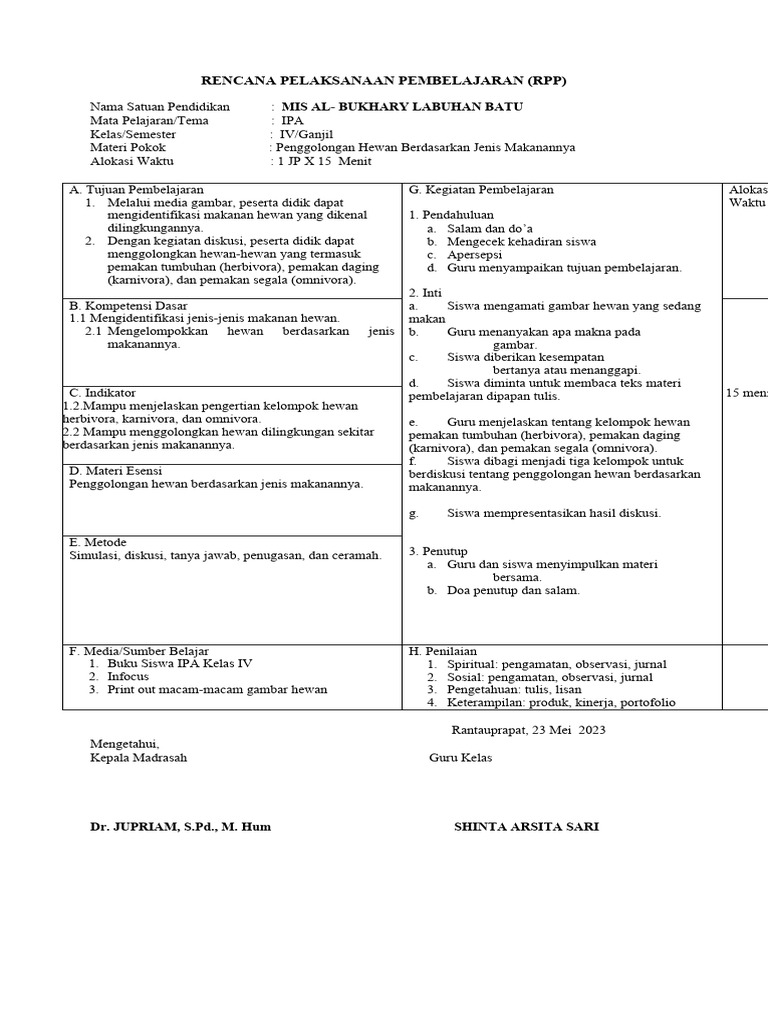 Contoh RPP | PDF | Seni & Disiplin Bahasa