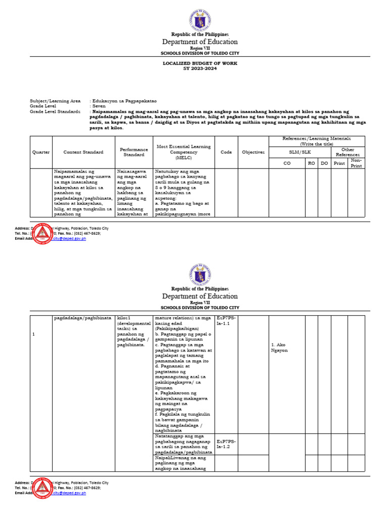 SY 2023 2024 Q1 BOW HighSchool | PDF