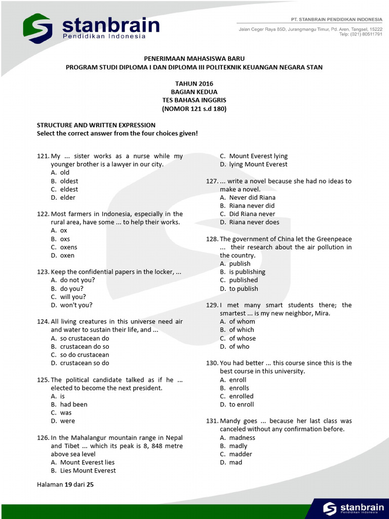 Soal STAN - 1 | PDF | Zika Fever | Hunting