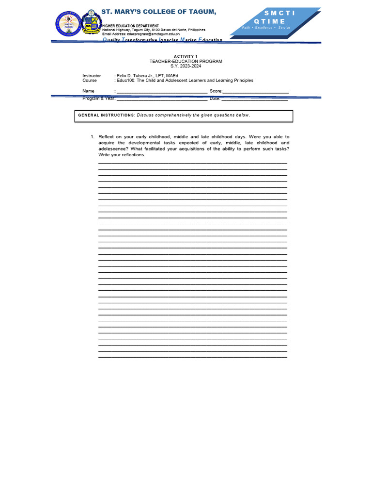 Educ 100 Activity | PDF