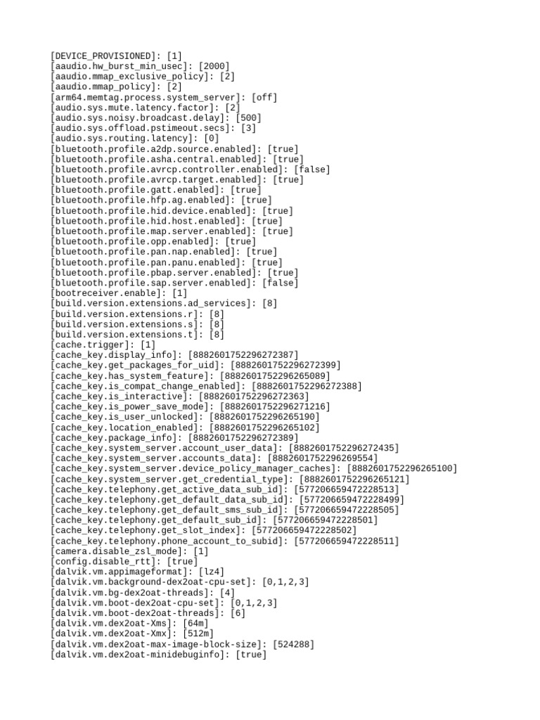 Android System Configuration Logs | PDF | Information And Communications Technology | Computing