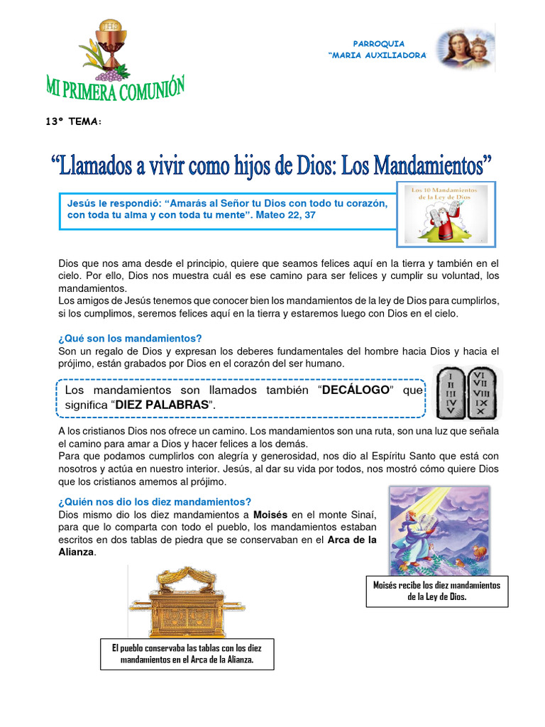 TEMA 13 LOS MANDAMIENTOS PARTE I (3) | PDF | Diez Mandamientos | Creencia religiosa y doctrina