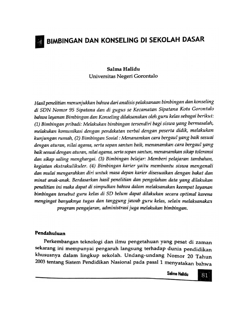 Bimbingan Dan Konseling Di Sekolah Dasar | PDF