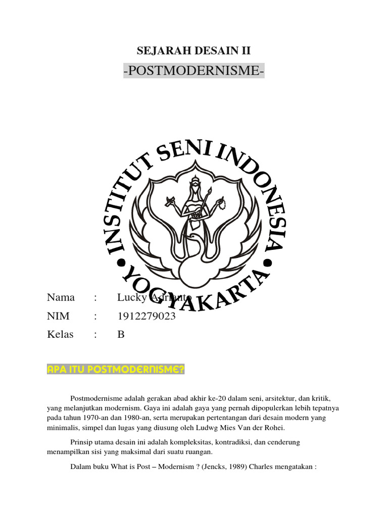 Sejarah PostModernisme - Lucky Adrianto-1912279023 | PDF