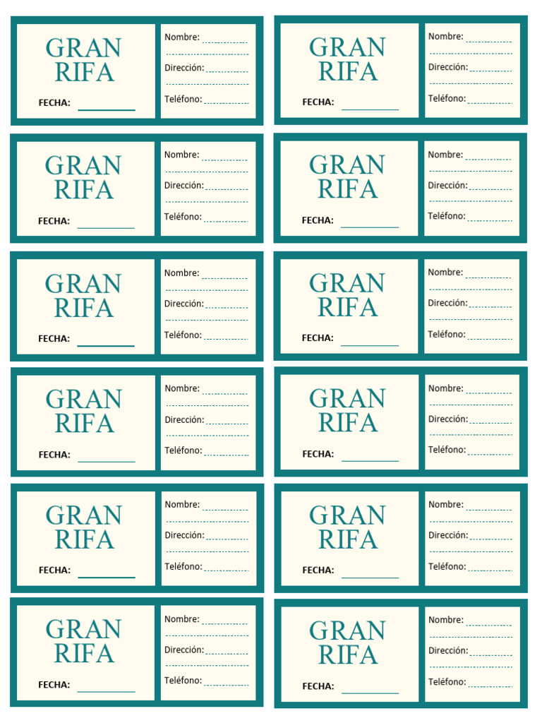 Papeletas Rifas para Imprimir Gratis | PDF | Derecho