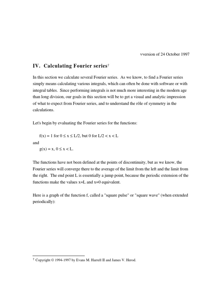 Calculating Fourier Series | PDF | Exponential Function | Fourier Series