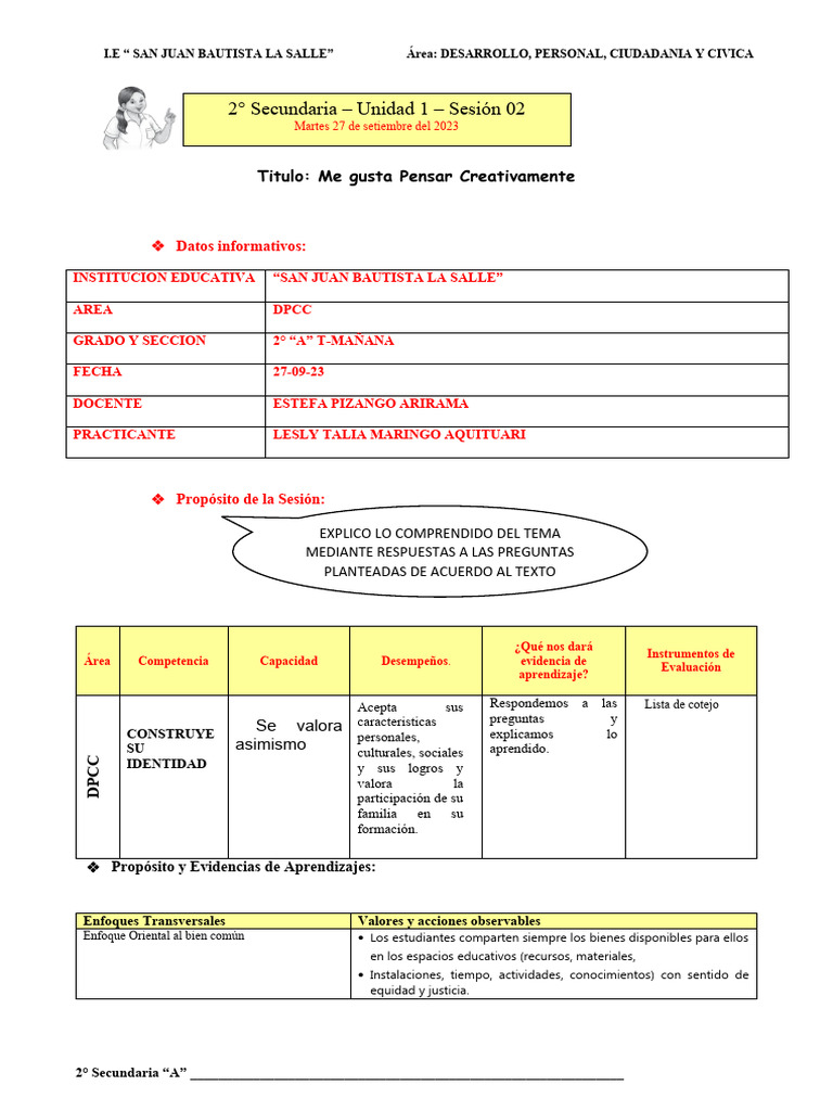 Sesion DPCC 02 | PDF | Creatividad | Pensamiento