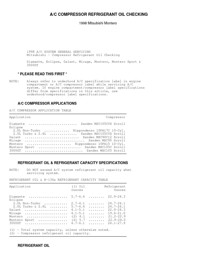 Ac Compressor Refrigerant Oil Checking | PDF | Air Conditioning ...