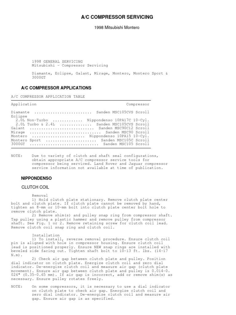 Ac Compressor Servicing | PDF | Manufactured Goods | Mechanical Engineering