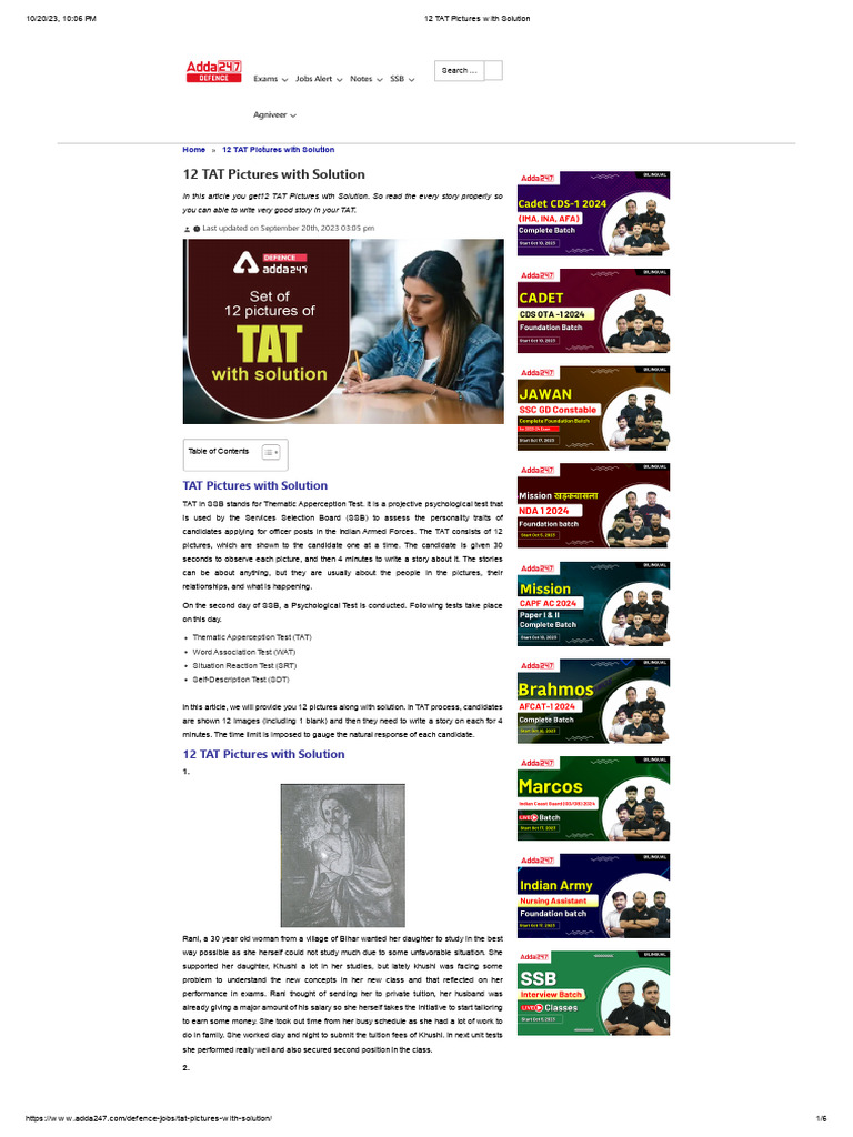 12 TAT Pictures With Solution | PDF