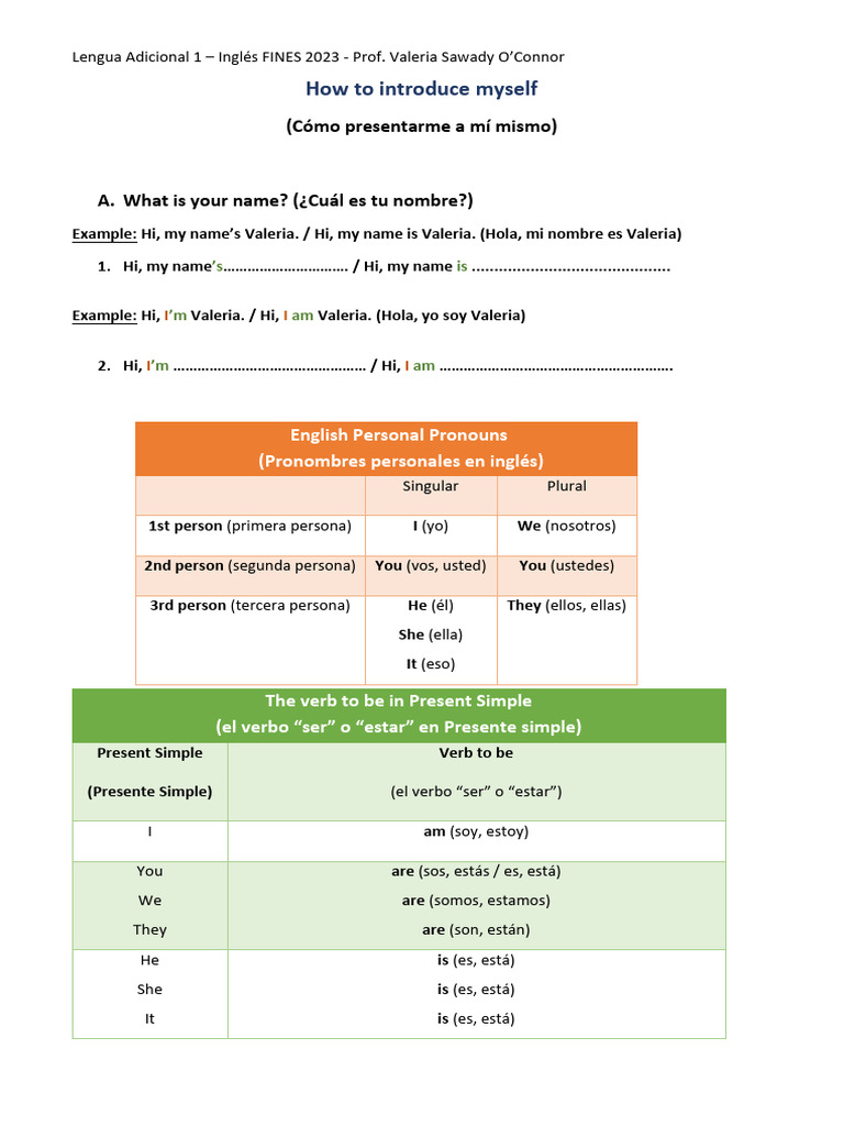 Activity 2 - Pronouns and Verb To Be | PDF