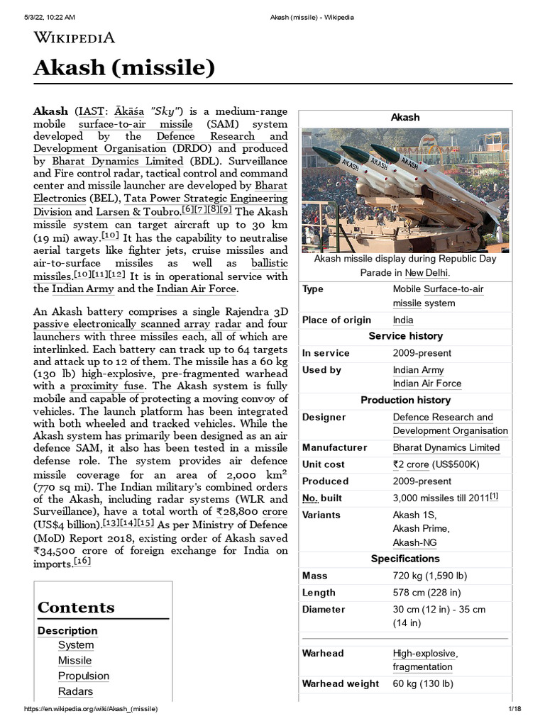 Akash (Missile) | PDF
