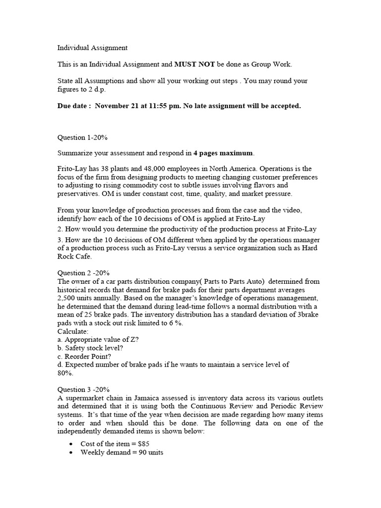 OPS Management ASSIGNMENT | PDF