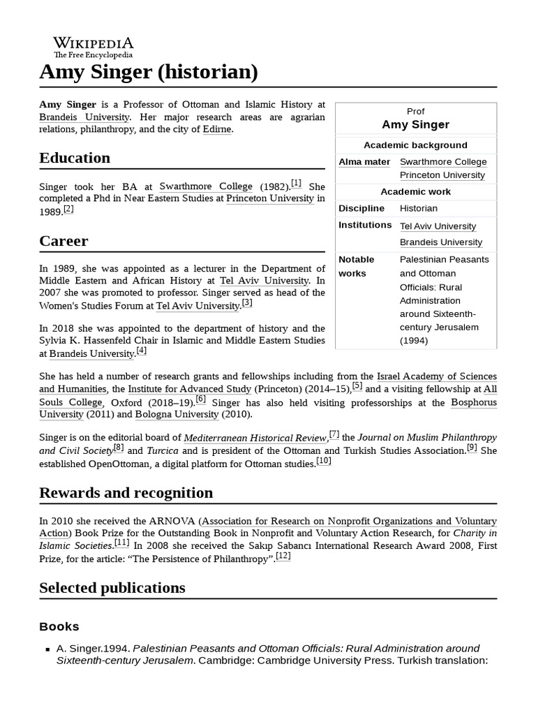 Amy Singer (Historian) | PDF | Academia | Middle East