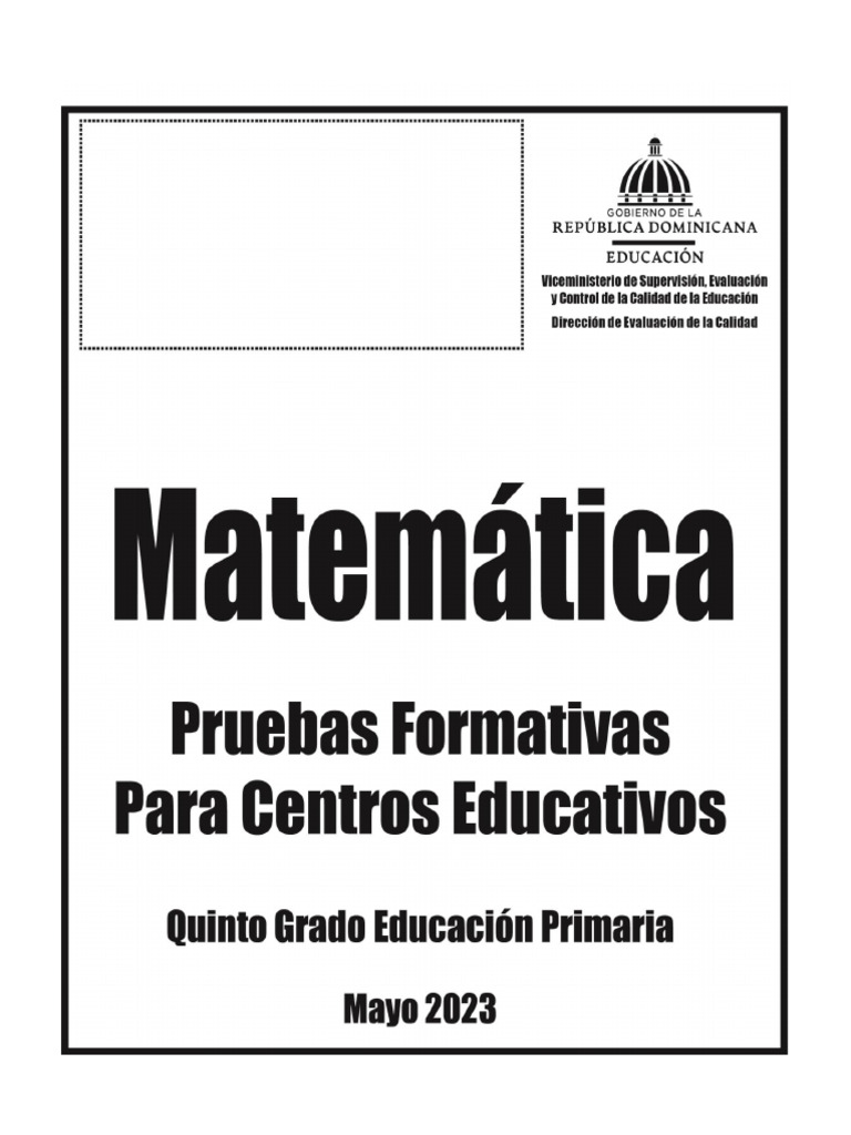 Prueba Formativa - Matemática 5to Primaria | PDF