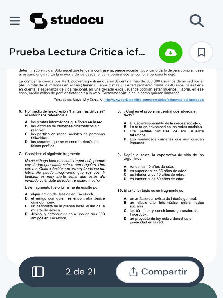 Prueba Lectura Critica Icfes 2022-1 - LECTURA CRÍTICA 2022 - RESPONDA LAS PREGUNTAS 1 A 5 DE ...