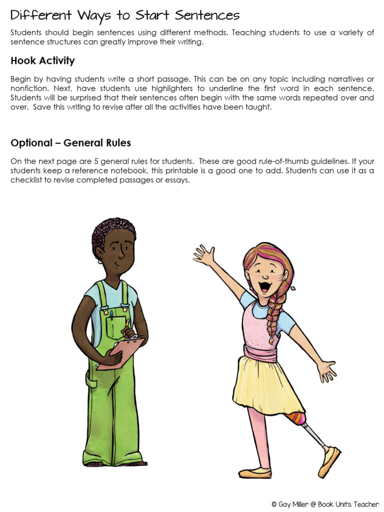 Ways To Begin Sentences | PDF