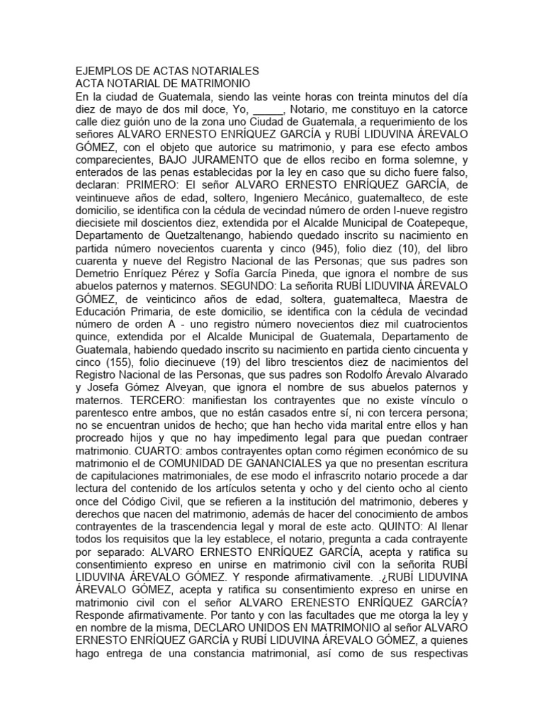 Ejemplos de Actas Notariales | PDF