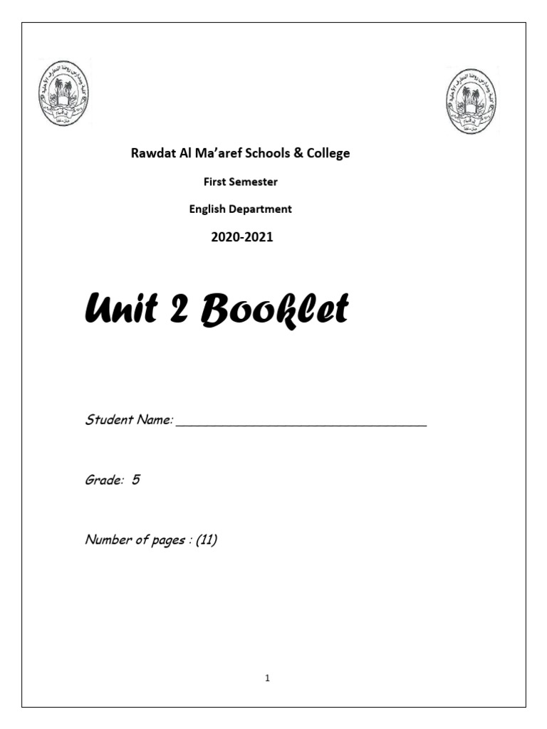 Unit 2 Booklet (2204) | PDF