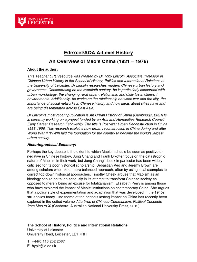 NEA Maos China KS5 | PDF | Chinese Civil War | Mao Zedong