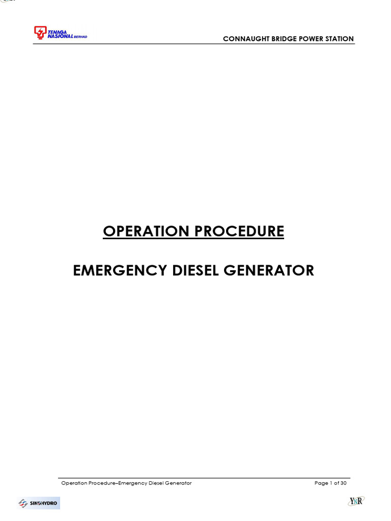 Operation Procedure - EDG | PDF | Electric Generator | Physical Quantities