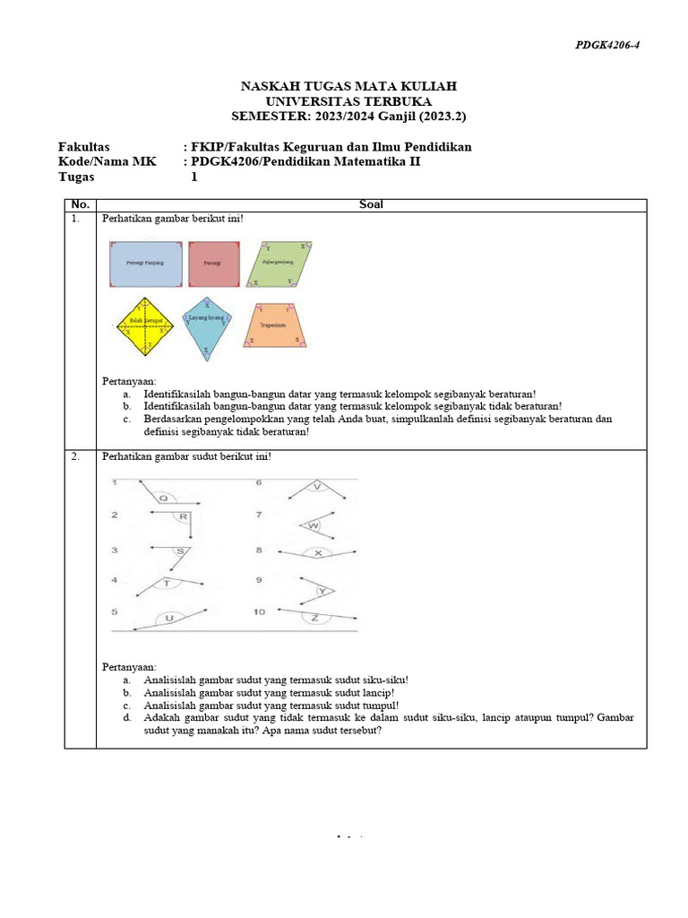 Soal pdgk4206 tmk1 4 | PDF
