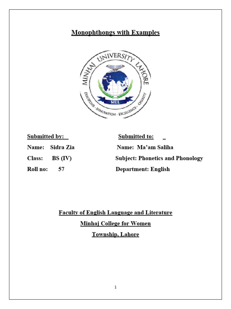 English Monophthongs: Definitions & Examples | PDF | Vowel | English ...