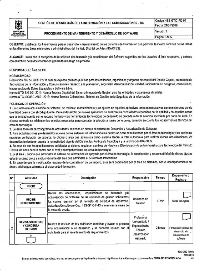 JGiwee-4. Procedimiento de Mantenimiento y Software 4ES-GTIC-PD-04 | PDF | Software | Hardware ...