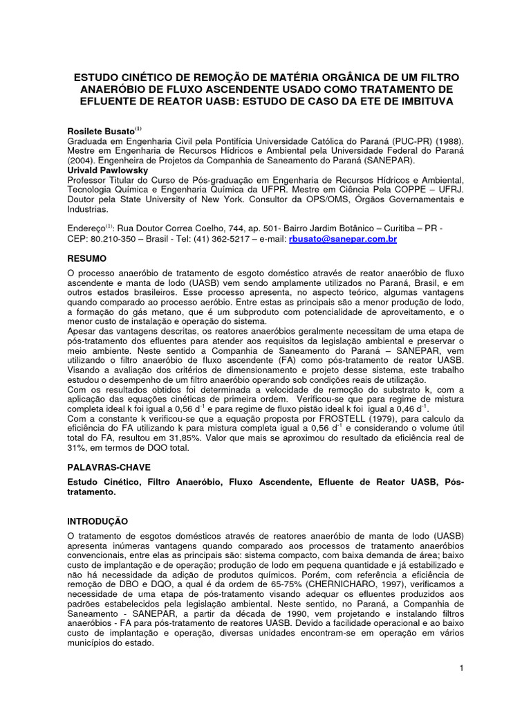 Fafa Como Post Tratamiento de Un Uasb | PDF