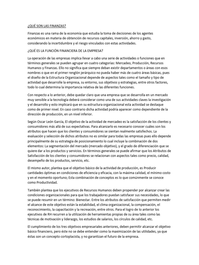 Qué Son Las Finanzas | PDF