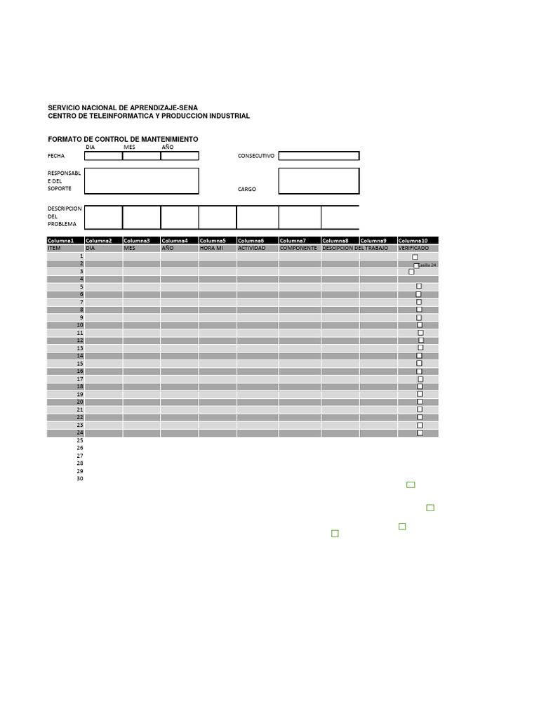 Formato de Control de Mantenimiento | PDF