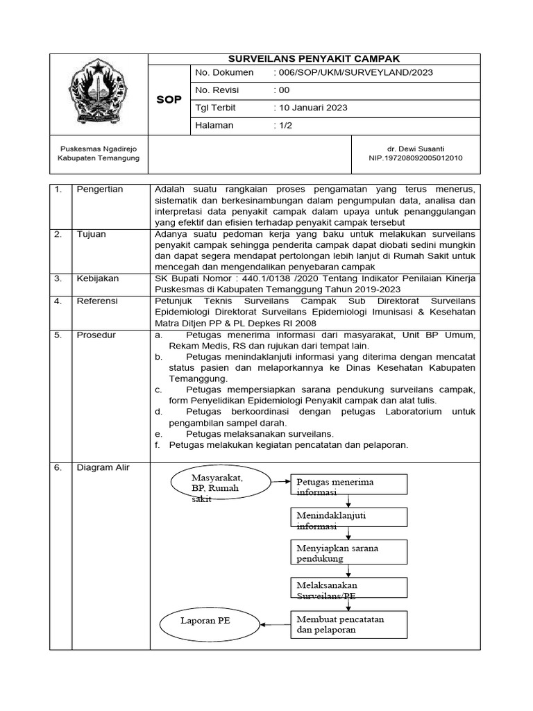 SOP Surveilans Penyakit Campak 2023 | PDF