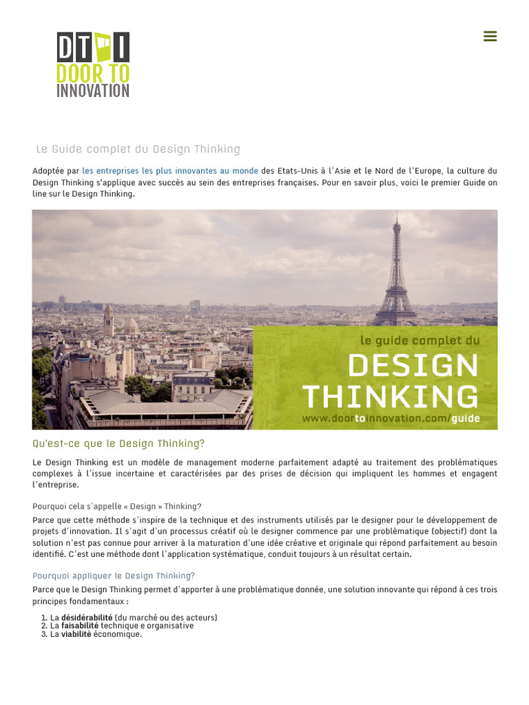 Guide du Design Thinking en entreprise | PDF