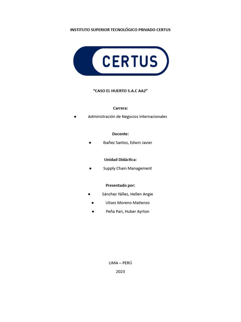INSTITUTO SUPERIOR TECNOLÓGICO PRIVADO CERTUS | PDF