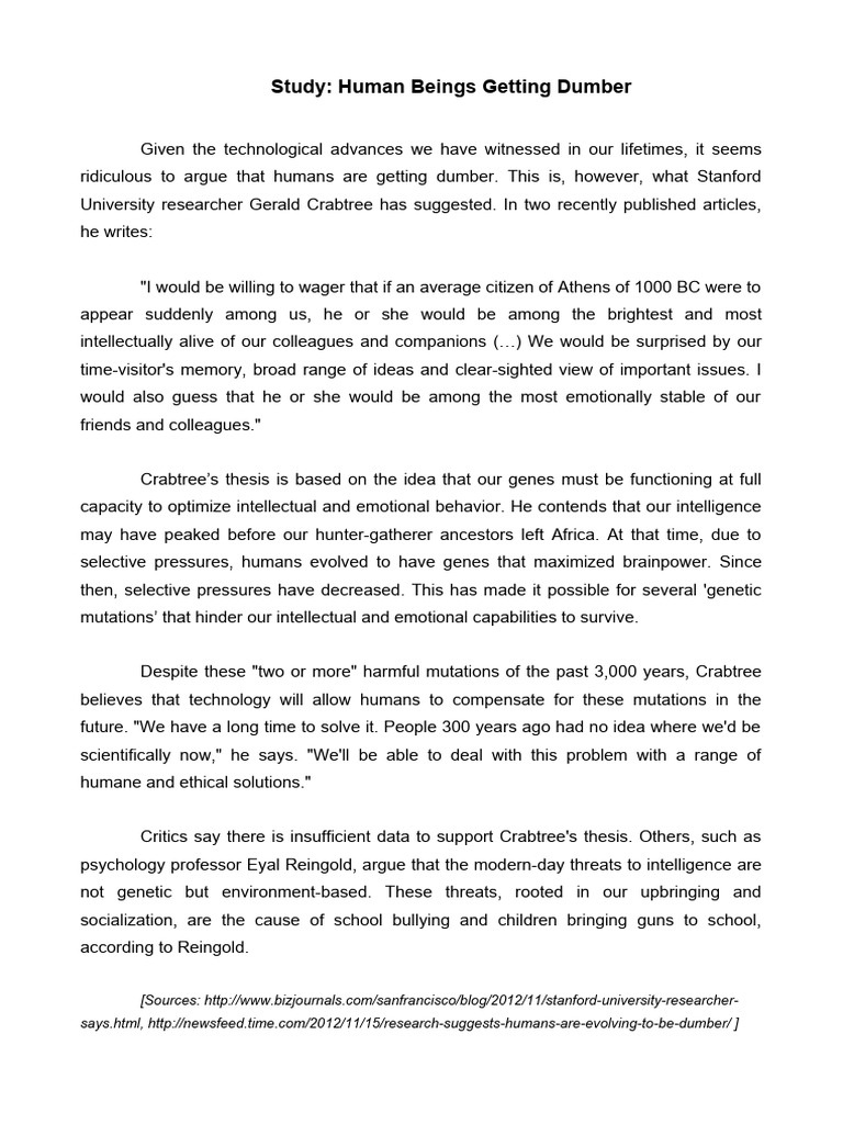 22 - Humans Getting Dumber | PDF