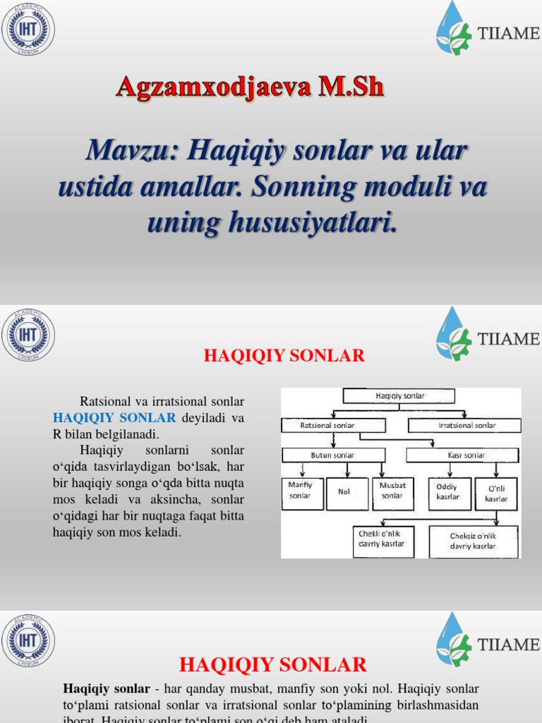 007 - 1 - Kurs - Algebra - 7 - Mavzu - Haqiqiy Sonlar Va Ular Ustida Amallar. Sonning Moduli Va ...