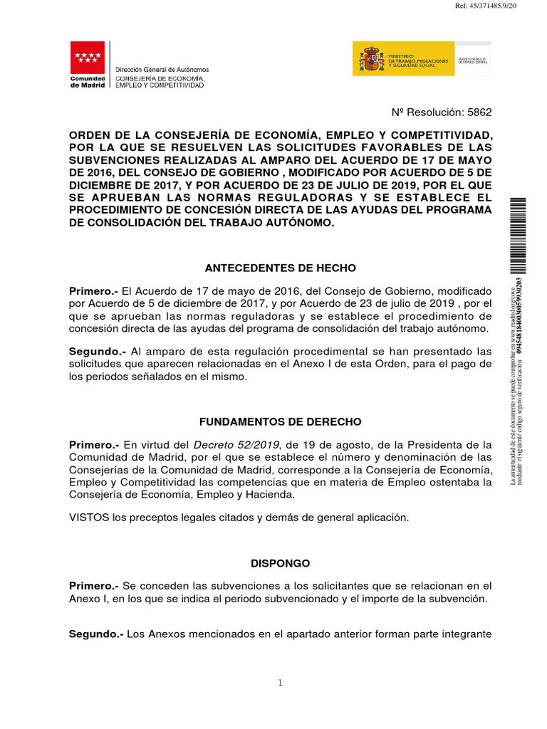 Orden de Resolución BOE - Investigación A | PDF