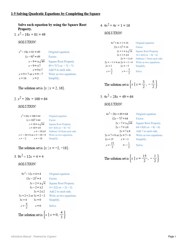 3 5 Solving Quadratic Equations by Completing The Square | PDF