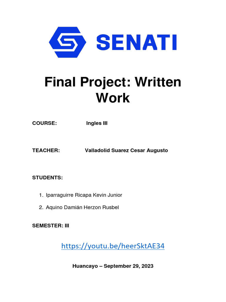 Final Project - English III - SENATI | PDF