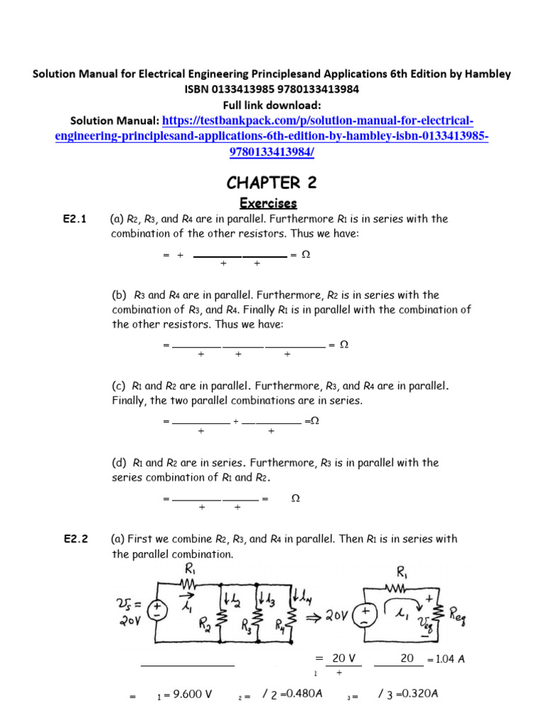 Solution Manual For Electrical Engineering Principlesand Applications ...