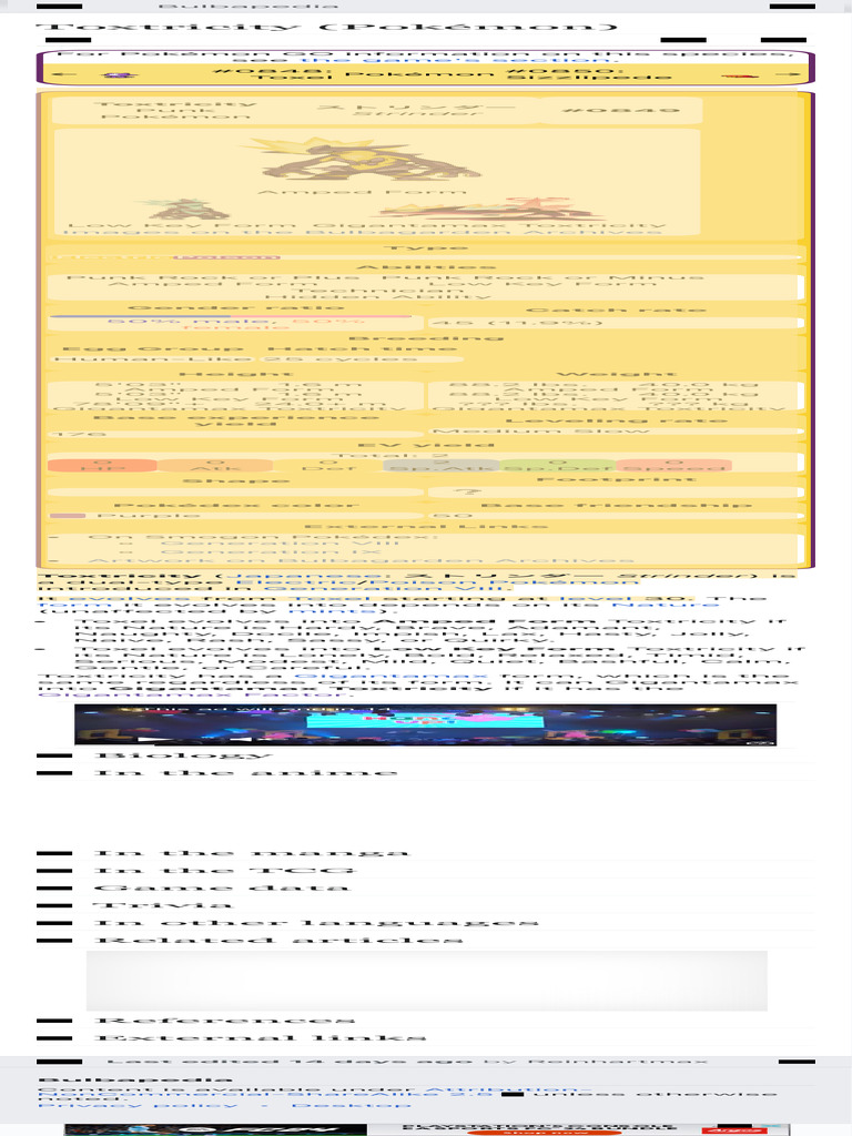 Toxtricity (Pokémon) - Bulbapedia, The Community-Driven Pokémon ...