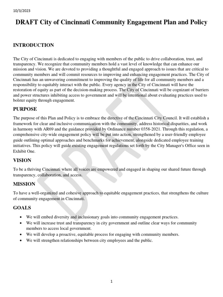 Cincinnati Community Engagement Policy | PDF | Social Science | Art