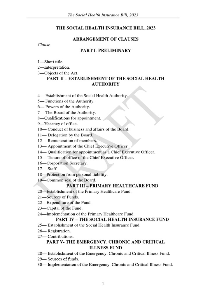 Social Health Insurance Bill Final | PDF